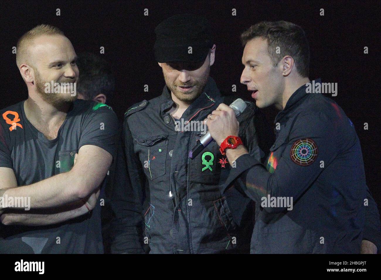 Coldplay accept the award for Best British Group during the 2012 Brit ...