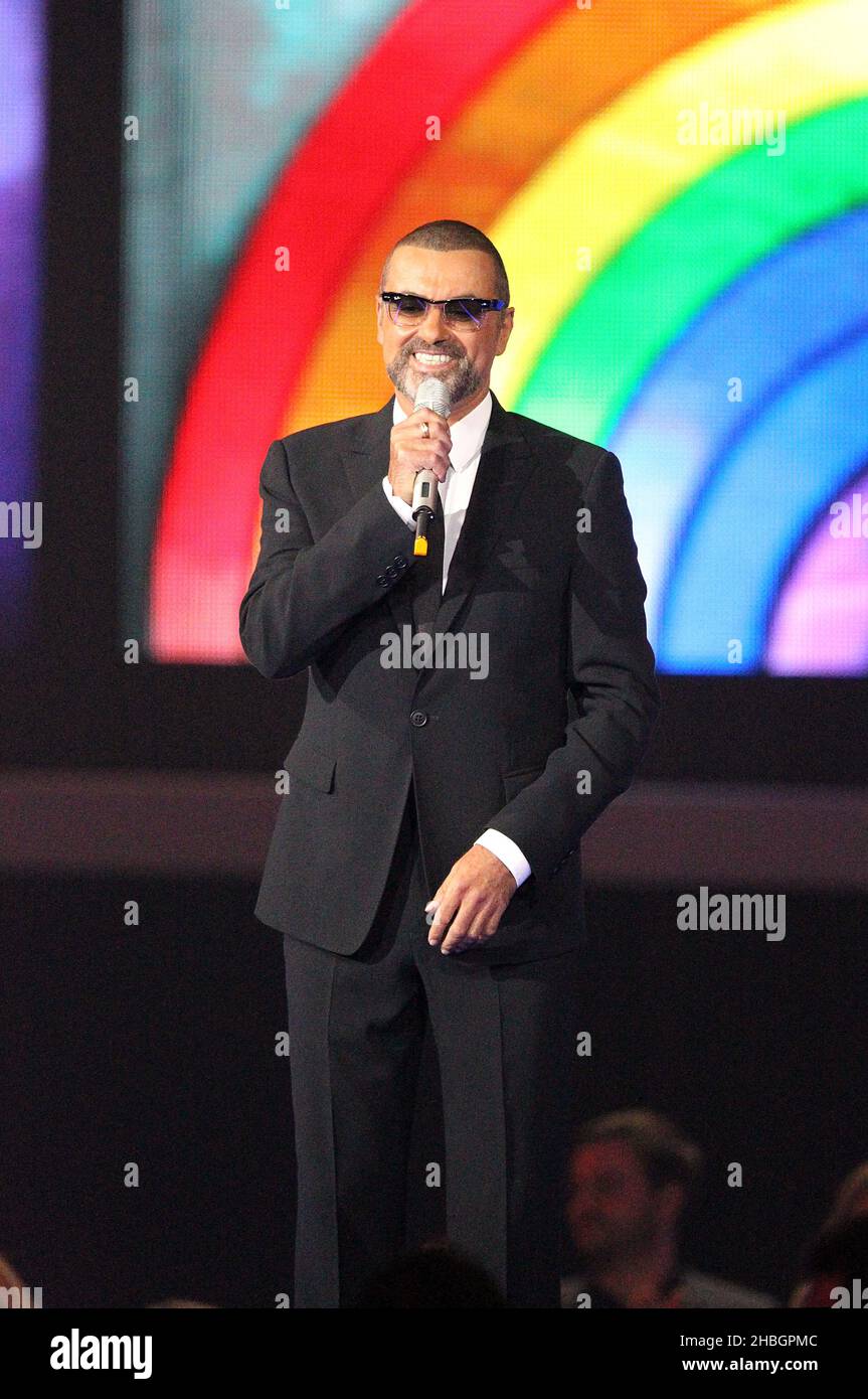 George Michael during the 2012 Brit awards at The O2 Arena, London ...