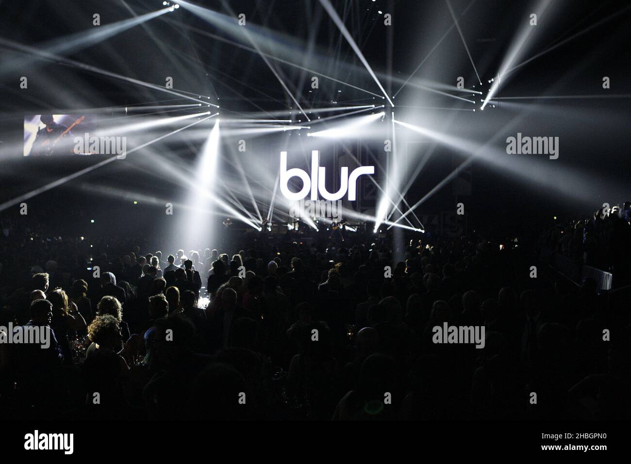 Blur on stage during the 2012 Brit awards at The O2 Arena, London Stock ...