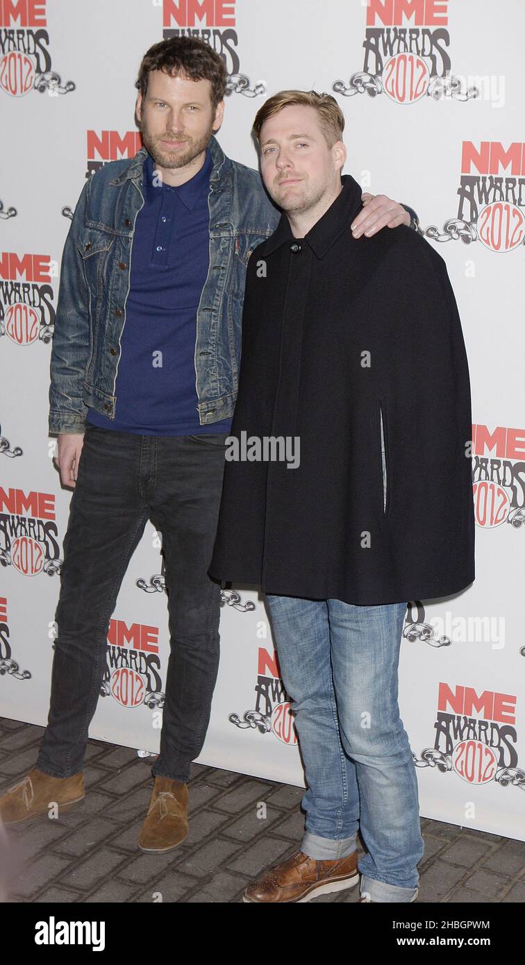 Ricky Wilson,Simon Rix of The Kaiser Chiefs arrive at the NME Awards at ...