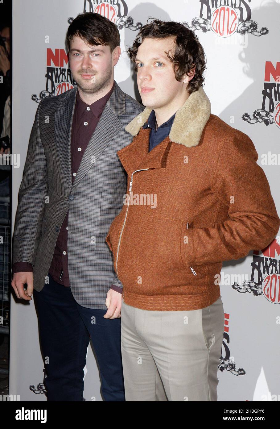 Jack Savidge and Ed Mcfarlane of Friendly Fires arriving at the NME ...