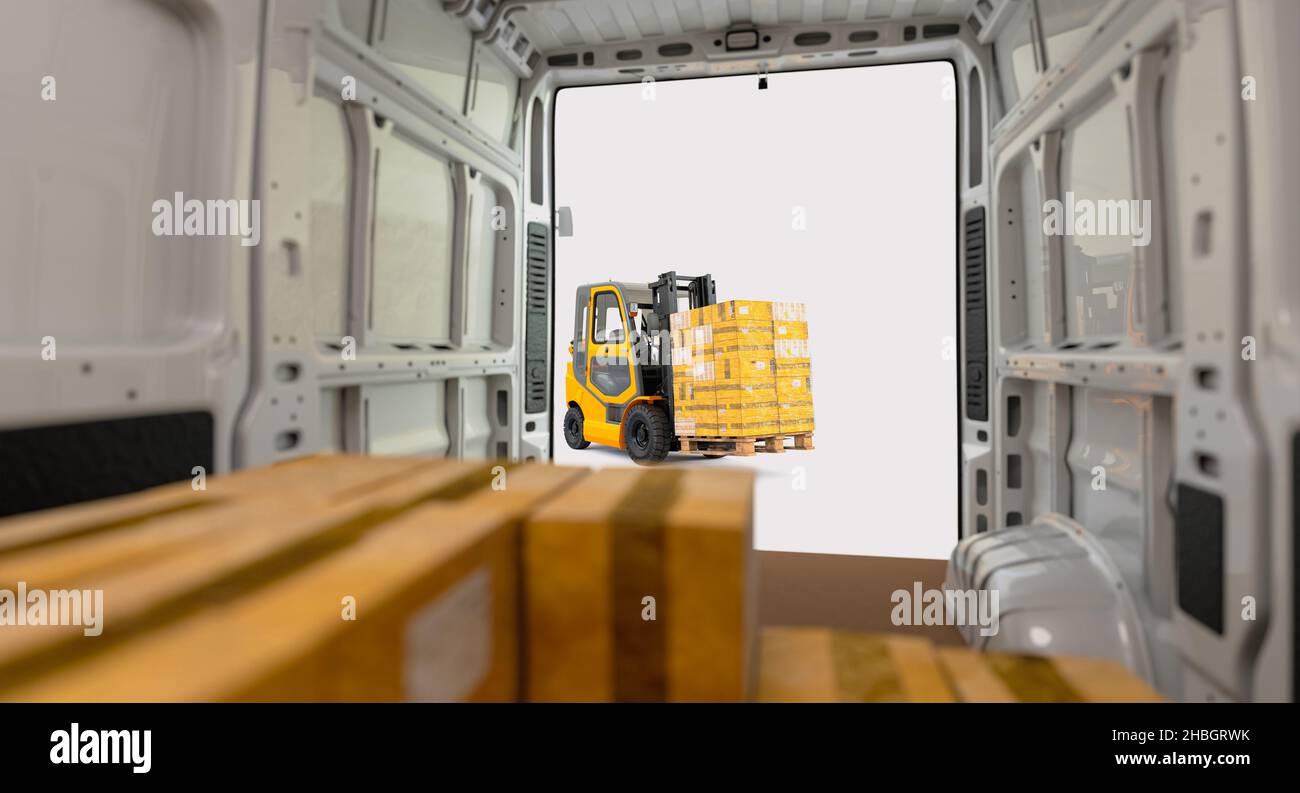 Forklift loading truck goods hi-res stock photography and images - Alamy