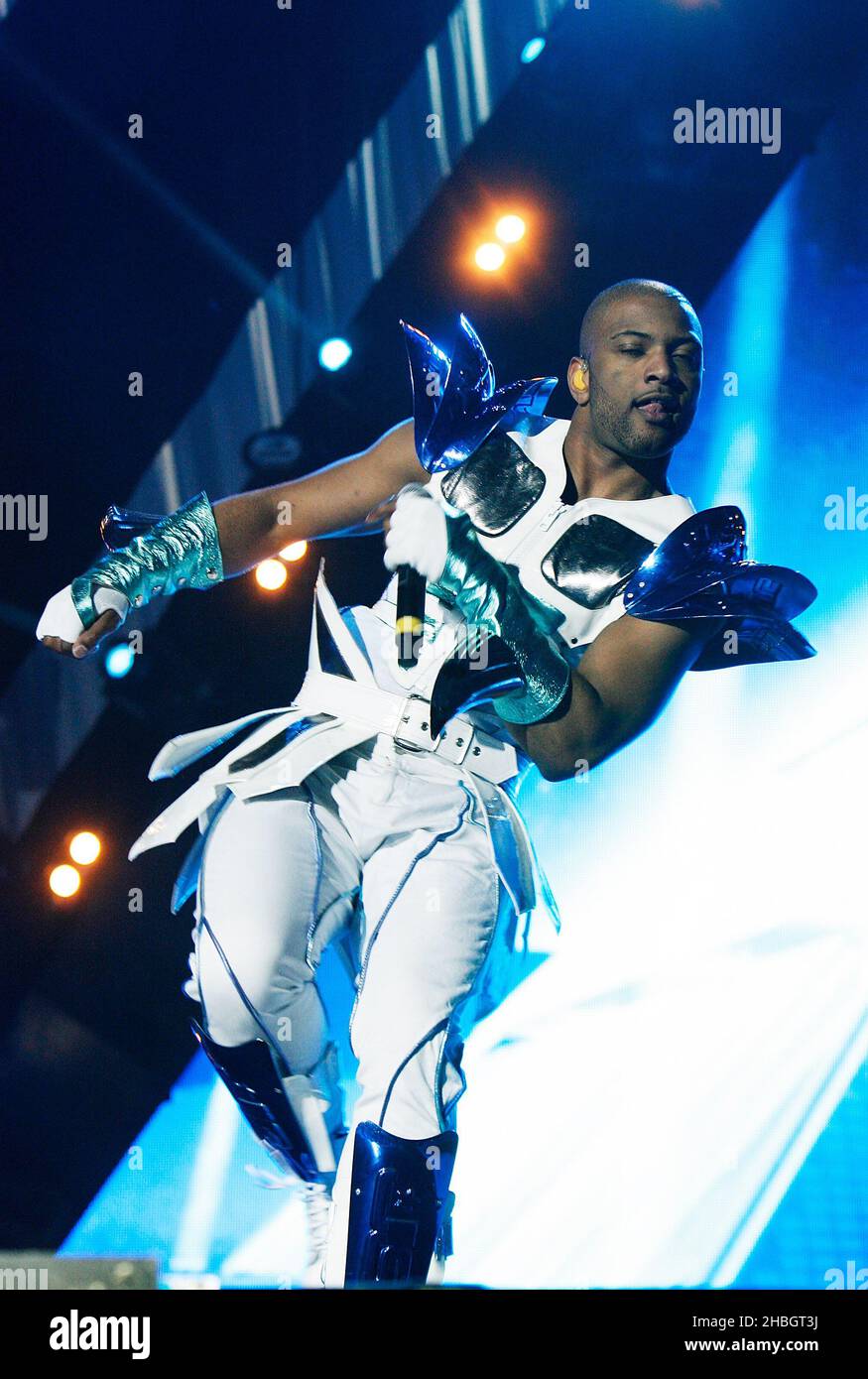 JB Gill of JLS performs on stage at the O2 Arena in London Stock Photo ...