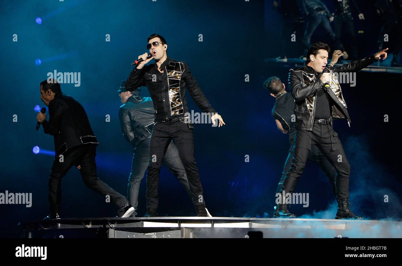 NKOTB (New Kids on the Block) perform on stage at the 02 Arena, London ...