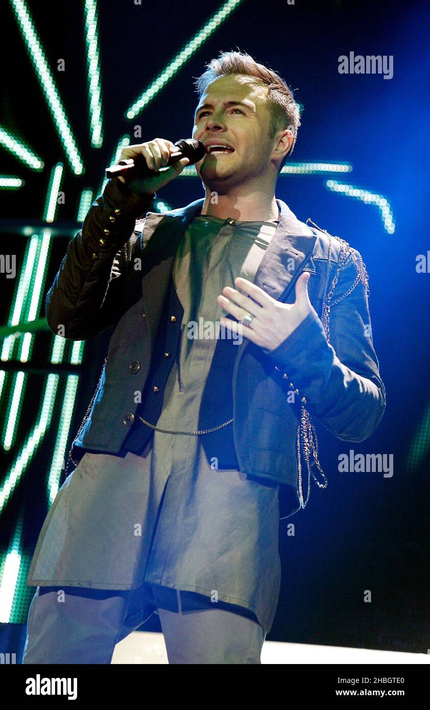 Shane Filan Of Westlife Performing Live In Concert During The Bands