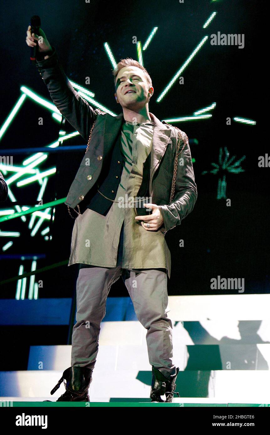 Shane Filan Of Westlife Performing Live In Concert During The Bands