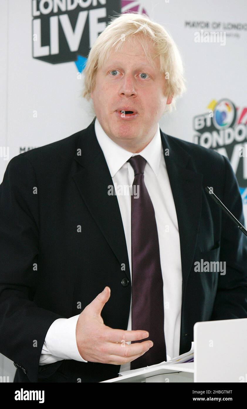 Mayor of London Boris Johnsonspeaking at launch for BT London Live at ...