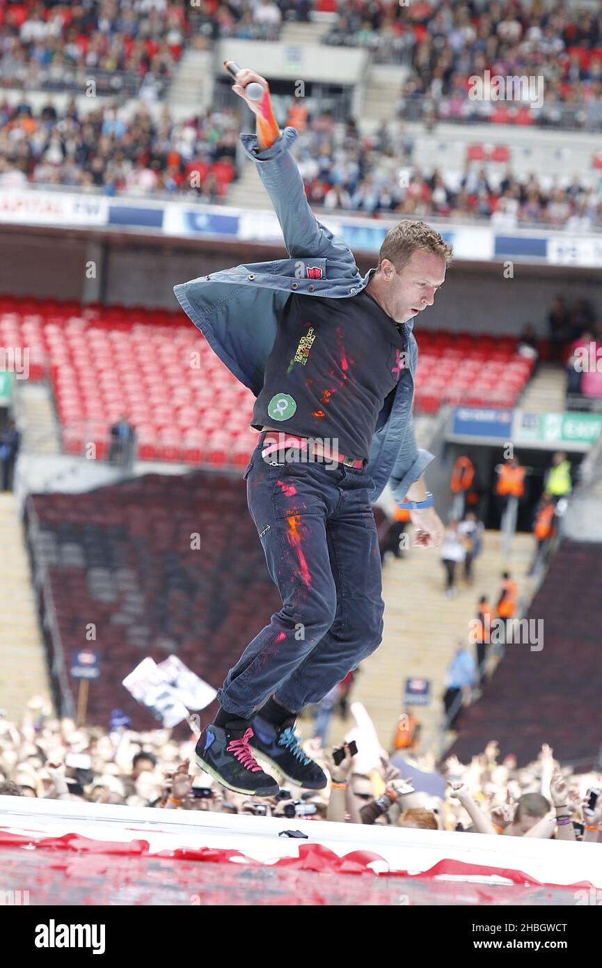 Chris Martin of Coldplay during Capital FM's Summertime Ball at Wembley ...
