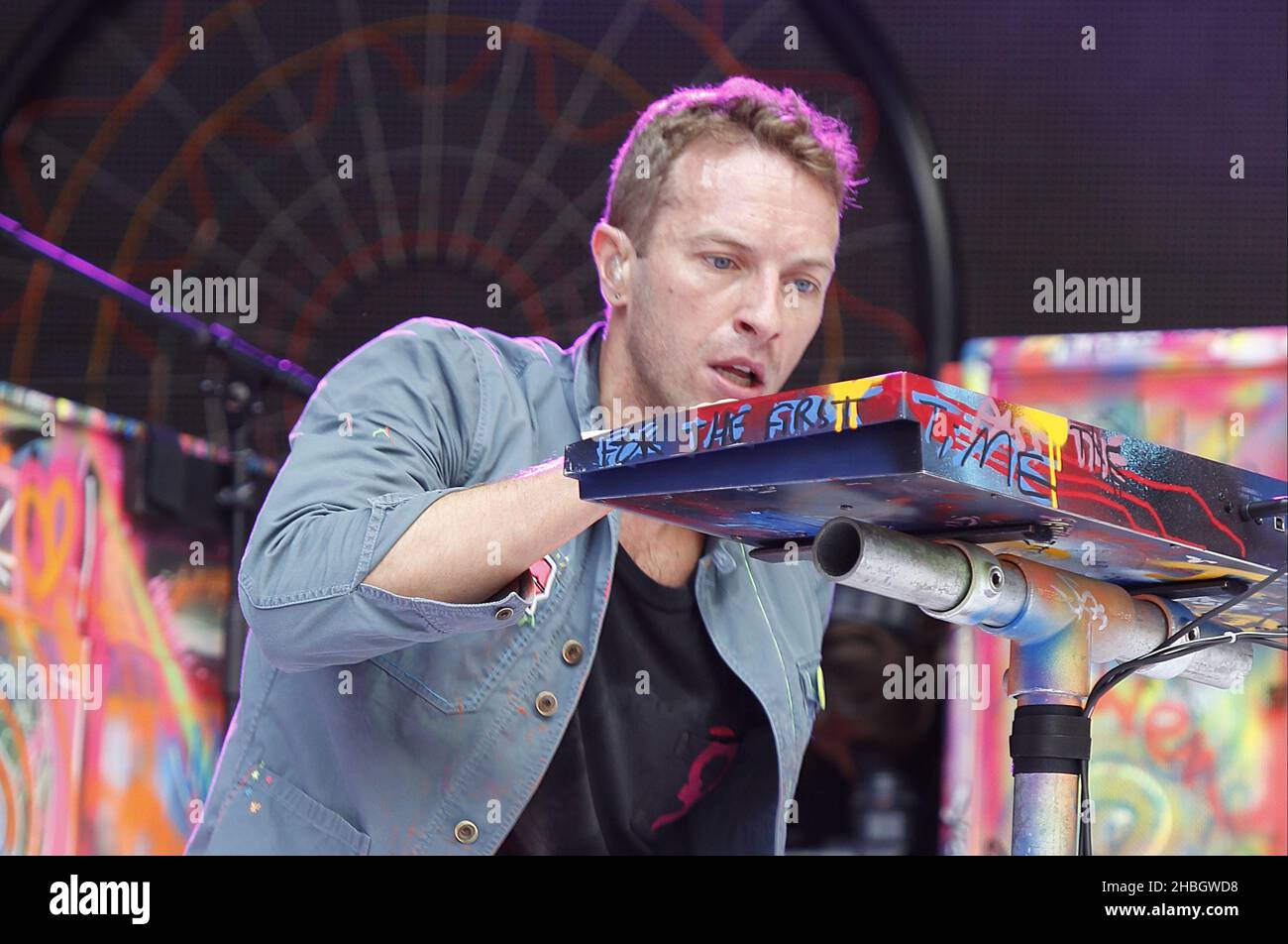 Chris Martin of Coldplay during Capital FM's Summertime Ball at Wembley ...