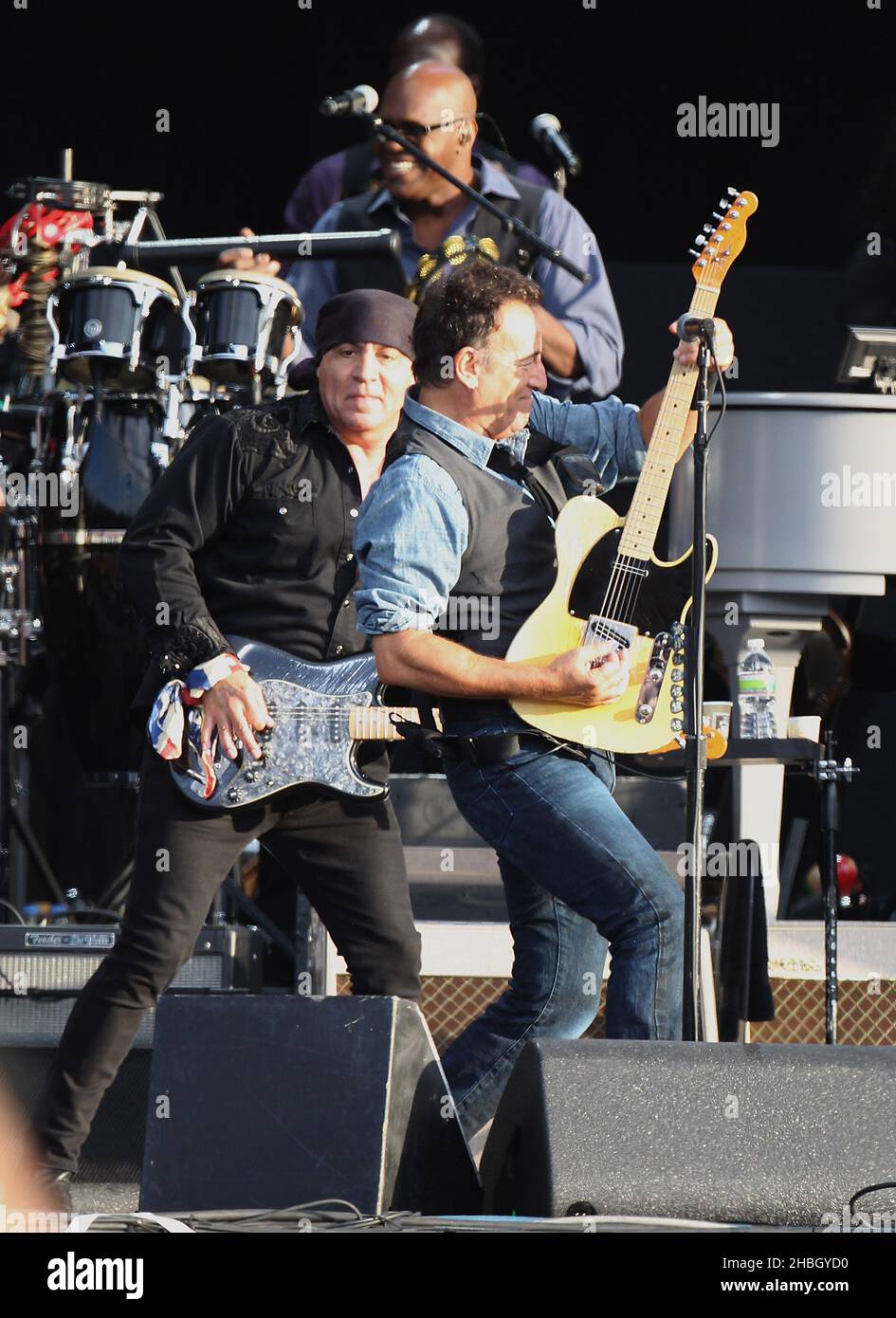 Bruce Springsteen performs and headlines on stage at Hard Rock Calling ...