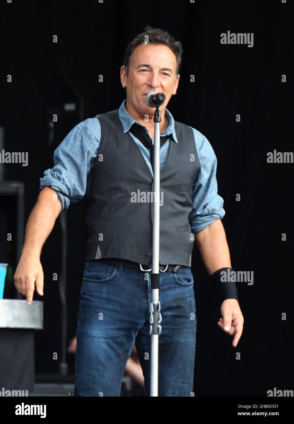Bruce Springsteen performs and headlines on stage at Hard Rock Calling ...