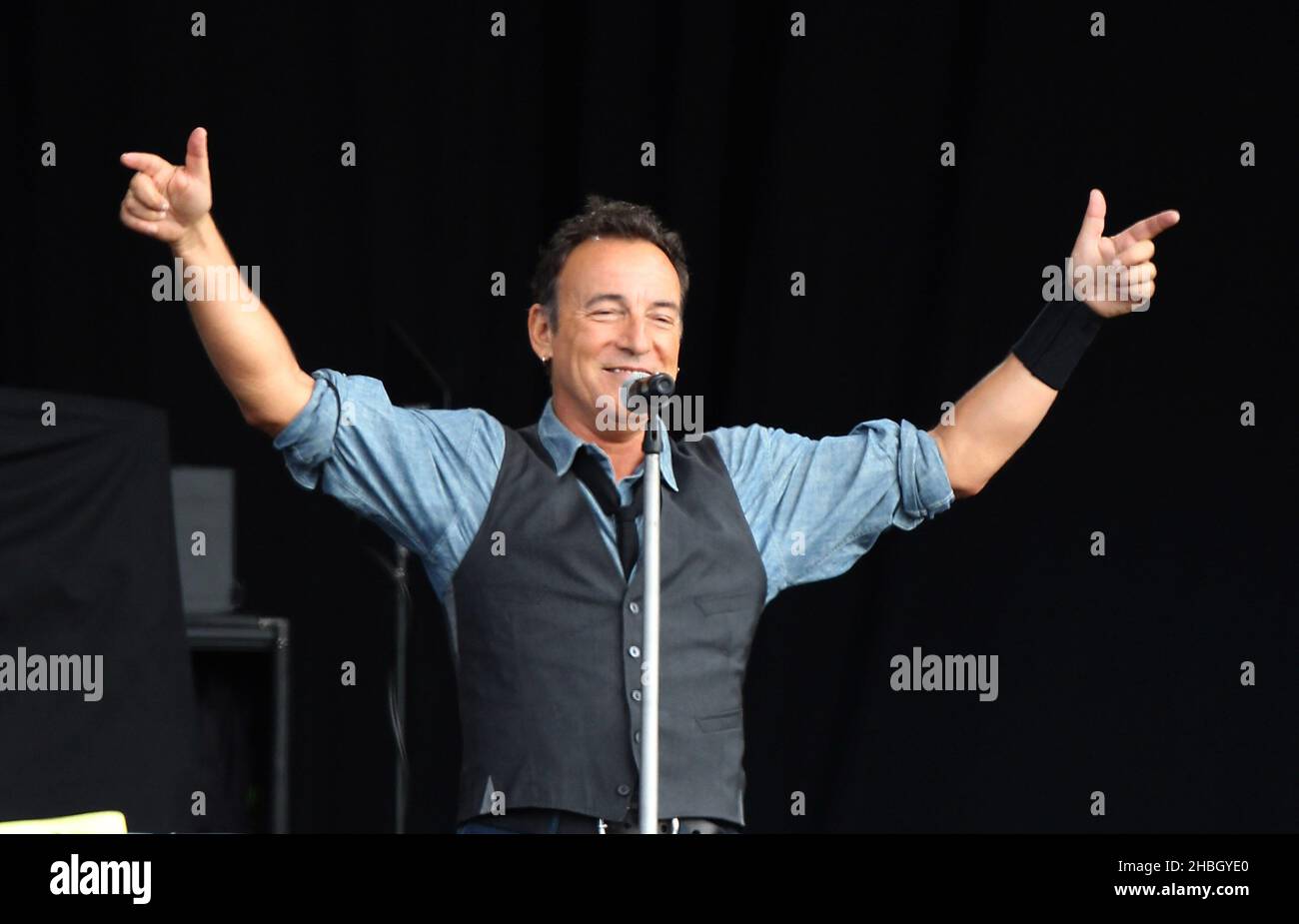 Bruce Springsteen performs and headlines on stage at Hard Rock Calling ...