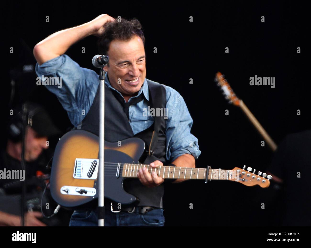 Bruce Springsteen performs and headlines on stage at Hard Rock Calling ...