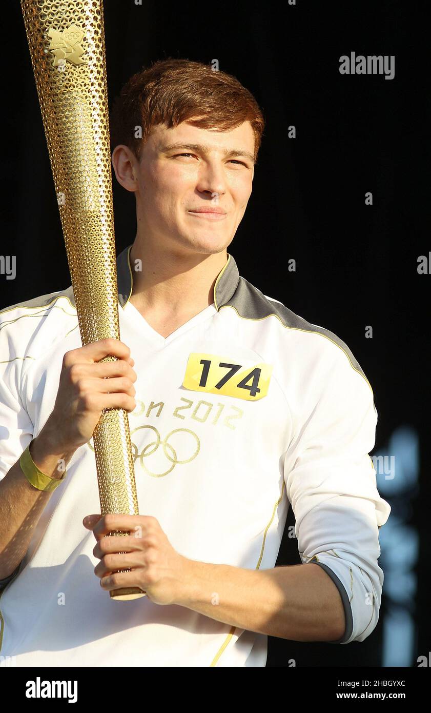 Tyler Rix Torch Bearer on stage at Coca-Cola's London 2012 Olympic ...
