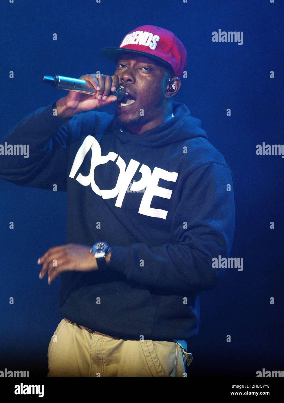 Dizzee Rascal performs on stage solar at Coca-Cola's London 2012 ...