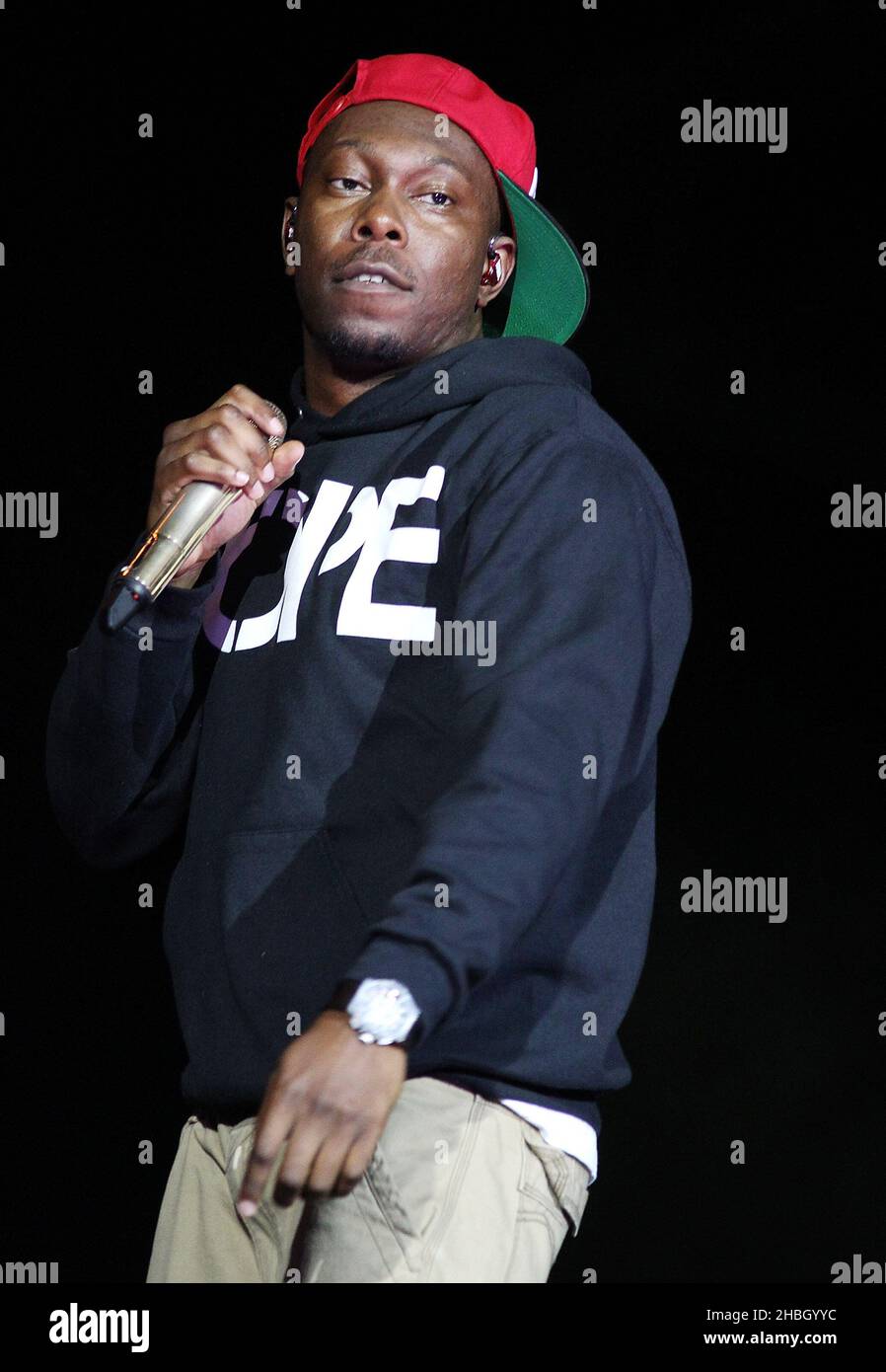 Dizzee Rascal performs on stage solar at Coca-Cola's London 2012 ...