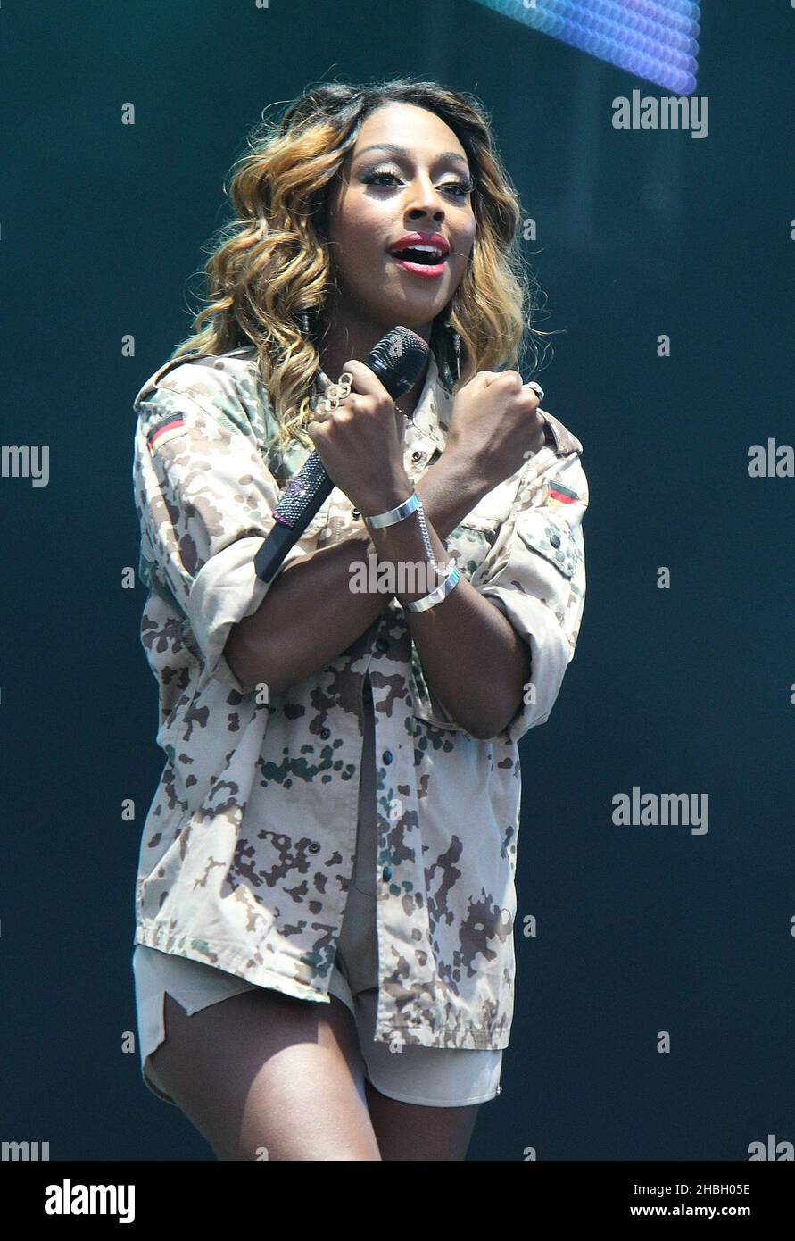 Alexandra Burke performs on stage at the BT River Concerts in Hyde Park ...