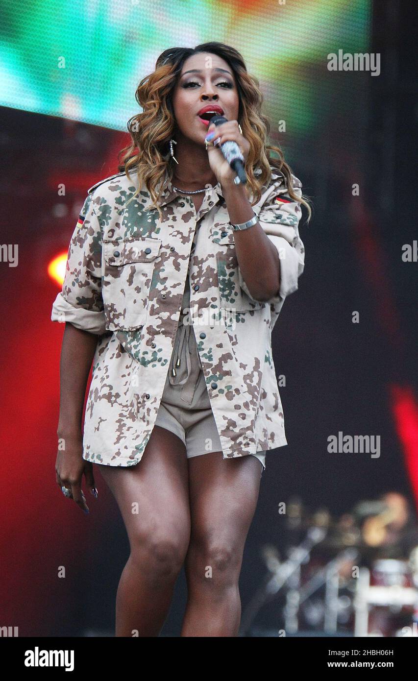 Alexandra Burke performs on stage at the BT River Concerts in Hyde Park ...