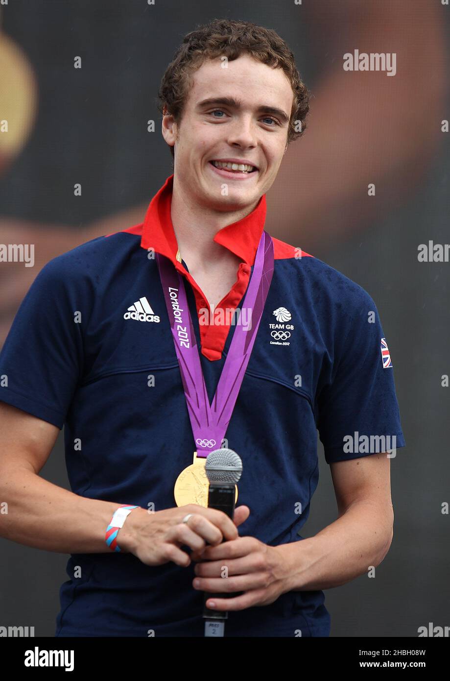 Steven Burke of the Mens Pursuit Cyclist Gold Medalists team at the BT ...