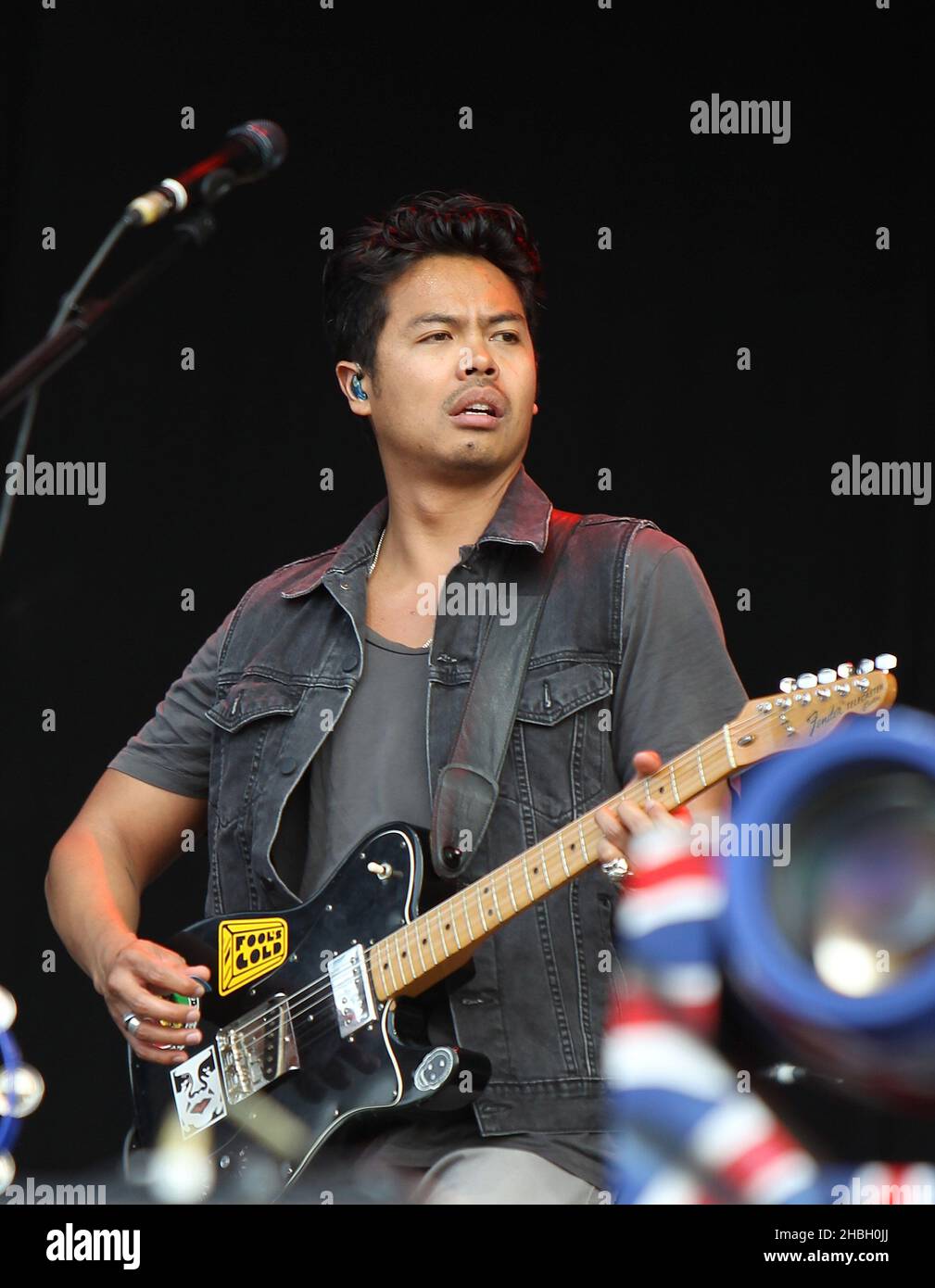 Dougy Mandagi of Temper Trap performs on stage at the BT London Live ...