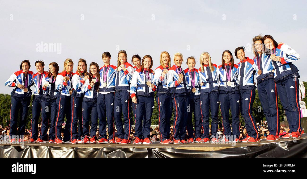 Bronze medal winning Team GB Women's Hockey attend the BT London Live ...
