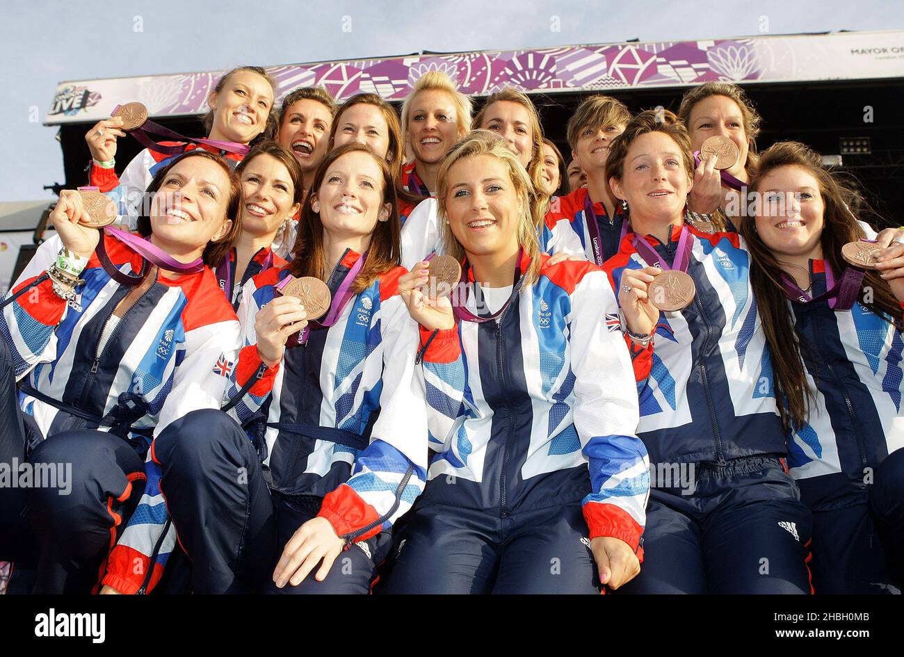 Bronze medal winning Team GB Women's Hockey attend the BT London Live ...