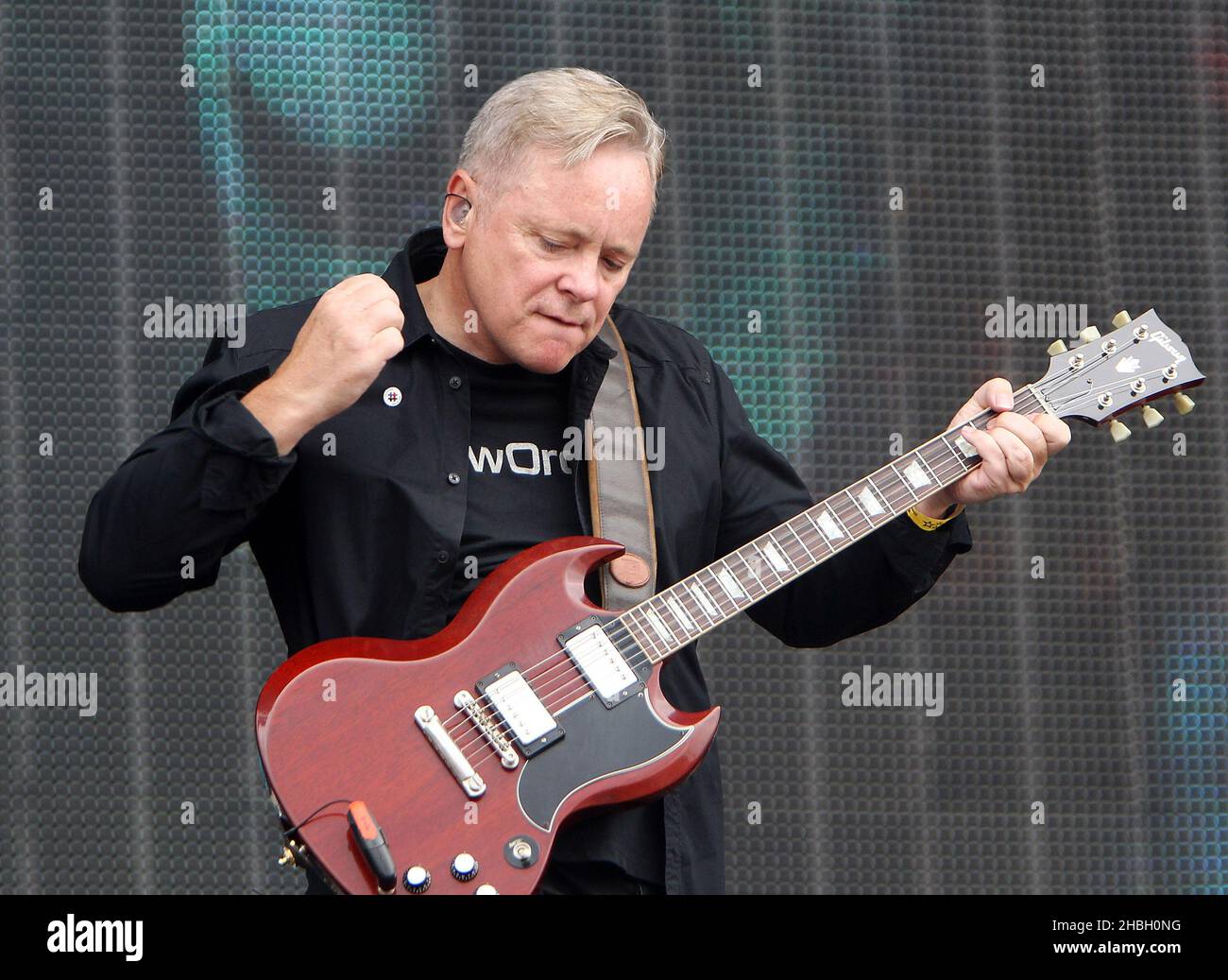 Bernard Sumner of New Order performs live on stage during the BT London ...