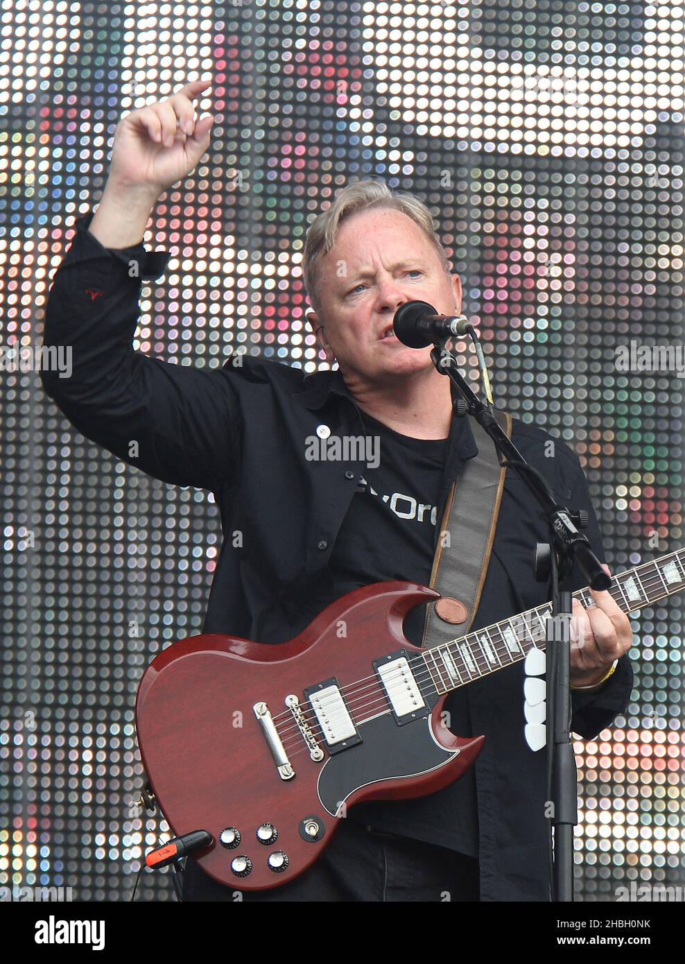 Bernard Sumner of New Order performs live on stage during the BT London ...