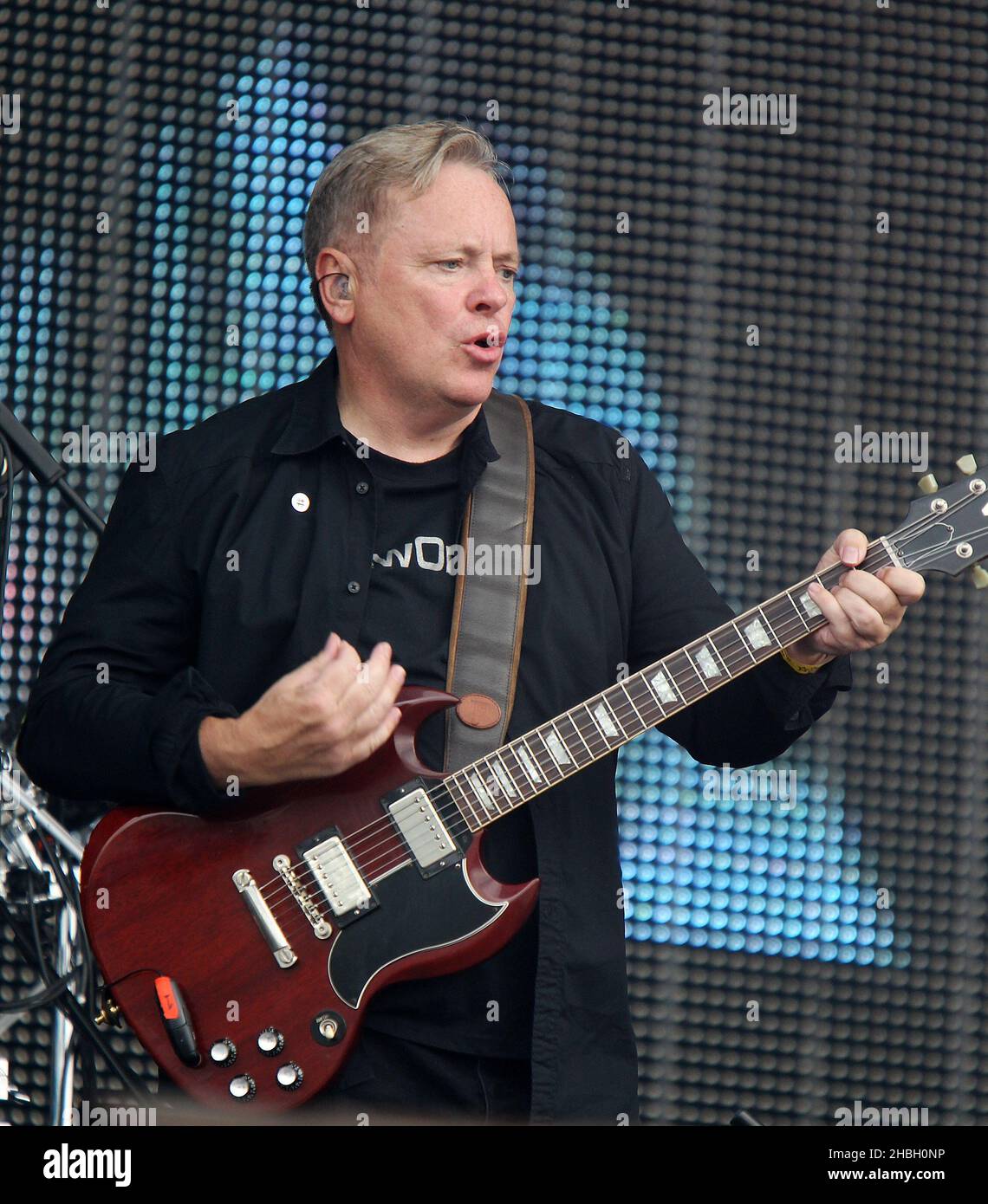 Bernard Sumner of New Order performs live on stage during the BT London ...