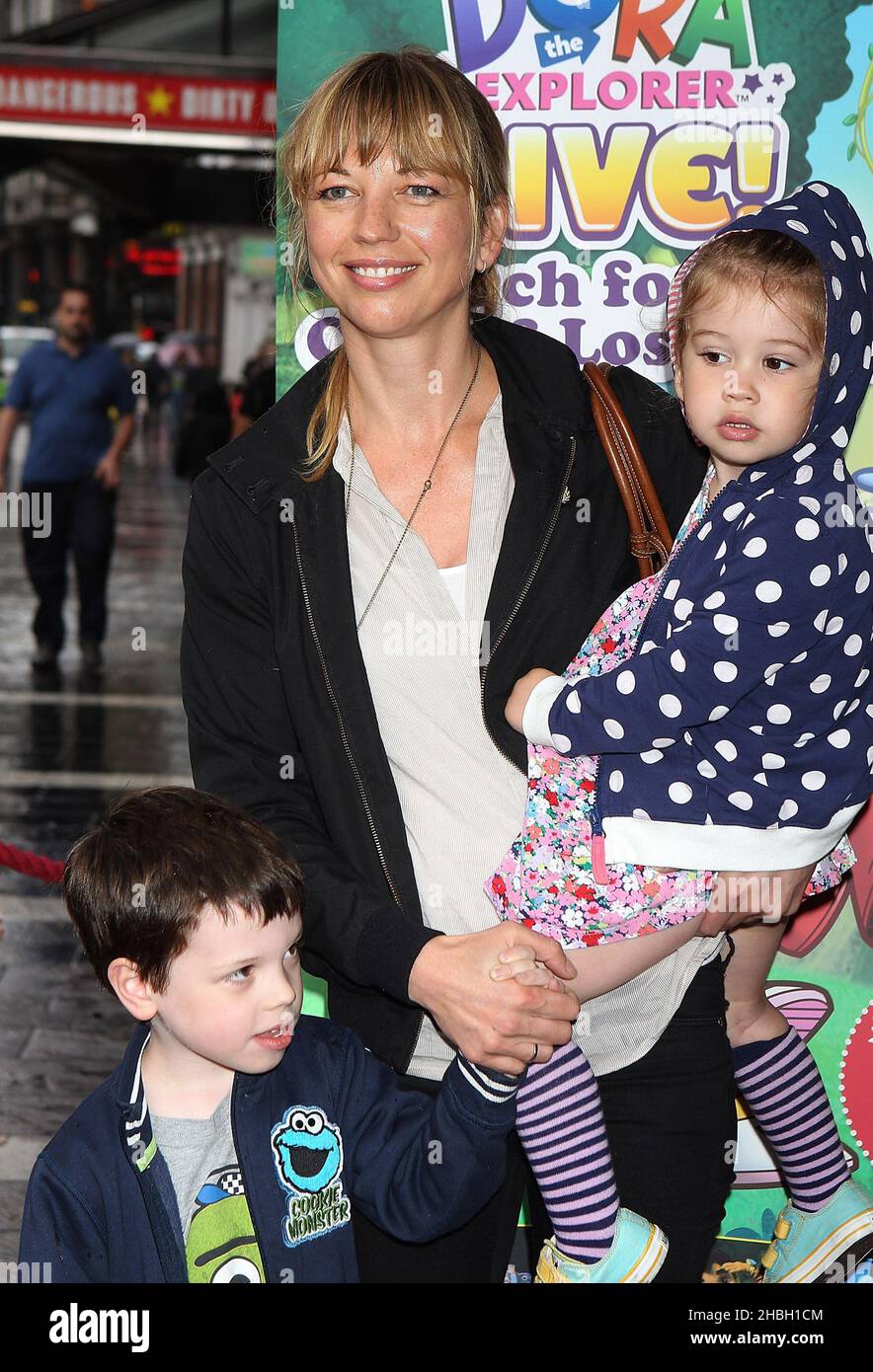 Sara Cox with daughter Lola and son Isaac attending the UK Premiere of ...