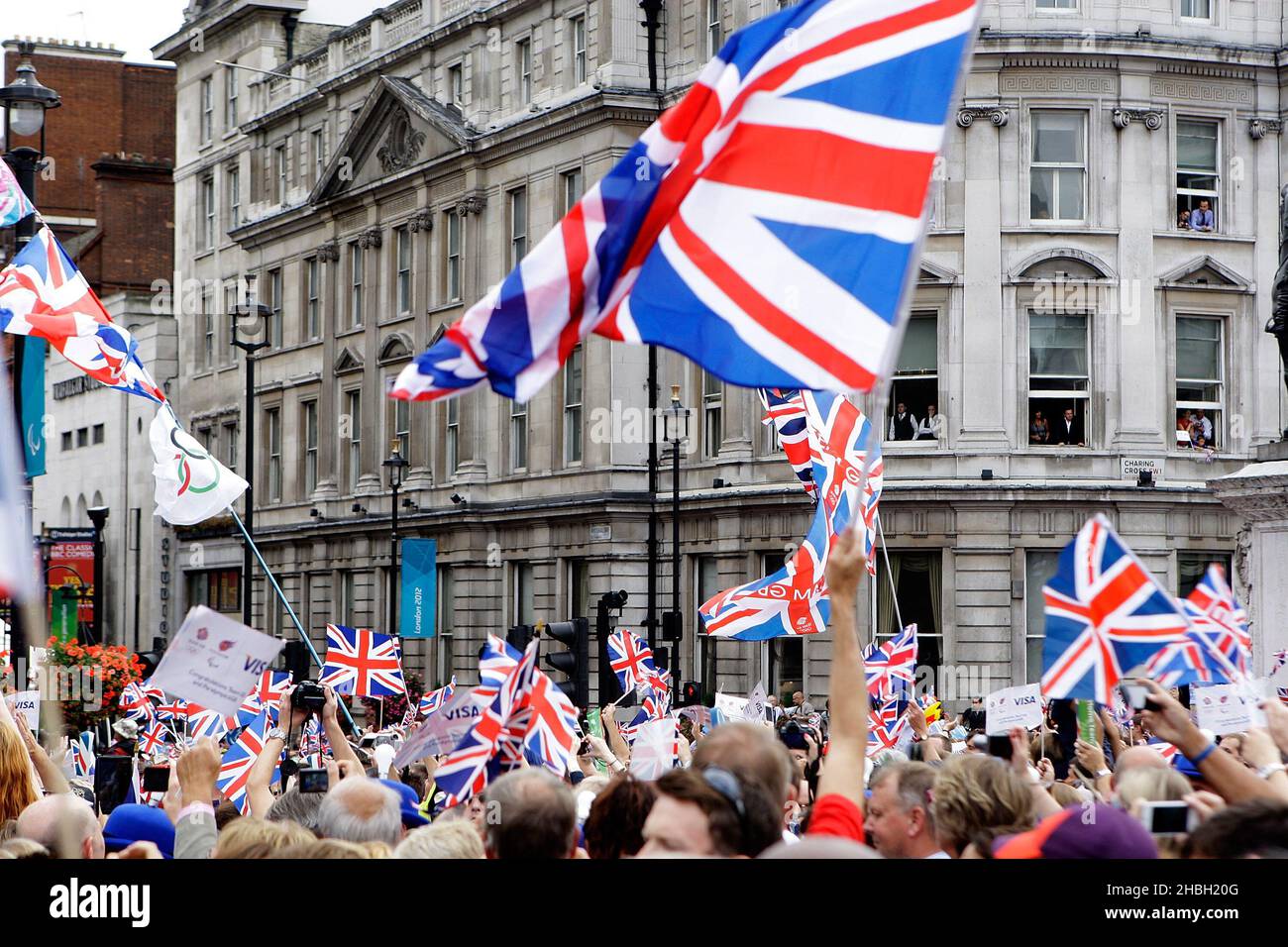 General views of crowd as the parade celebrating Britain's Olympic and ...