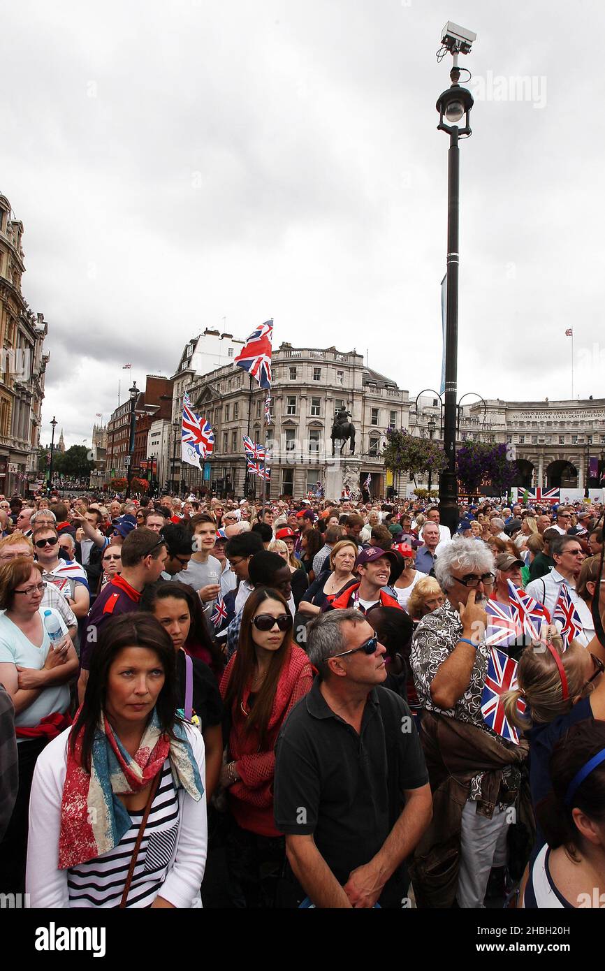 General views of crowd as the parade celebrating Britain's Olympic and ...