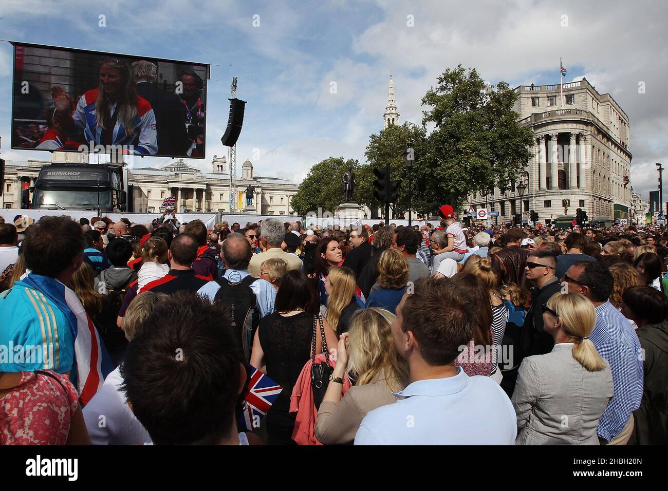 General views of crowd as the parade celebrating Britain's Olympic and ...