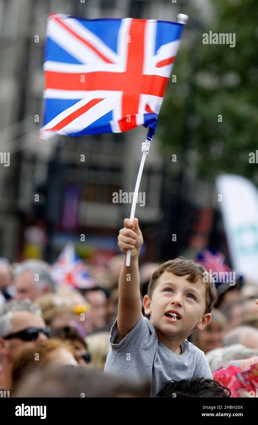 General views of crowd as the parade celebrating Britain's Olympic and ...