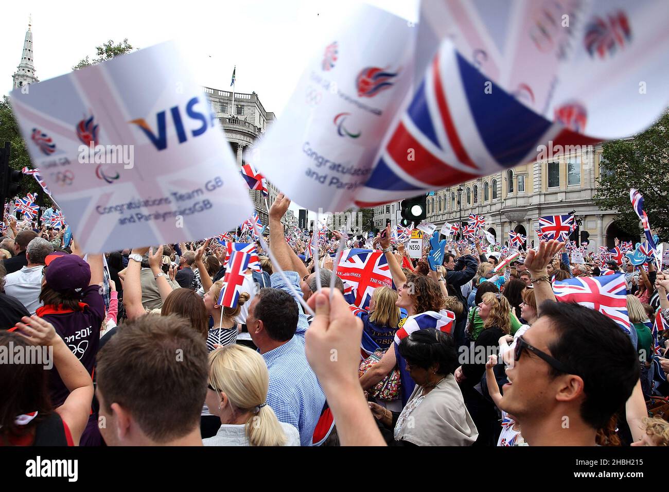 General views of crowd as the parade celebrating Britain's Olympic and ...