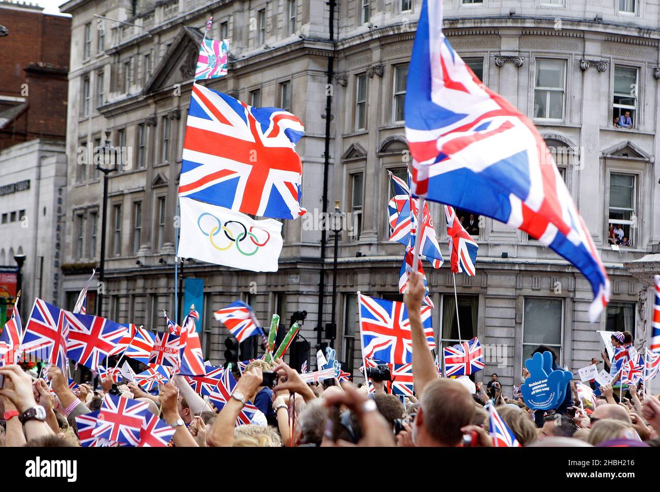General views of crowd as the parade celebrating Britain's Olympic and ...