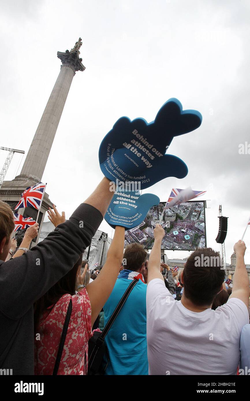 General views of crowd as the parade celebrating Britain's Olympic and ...