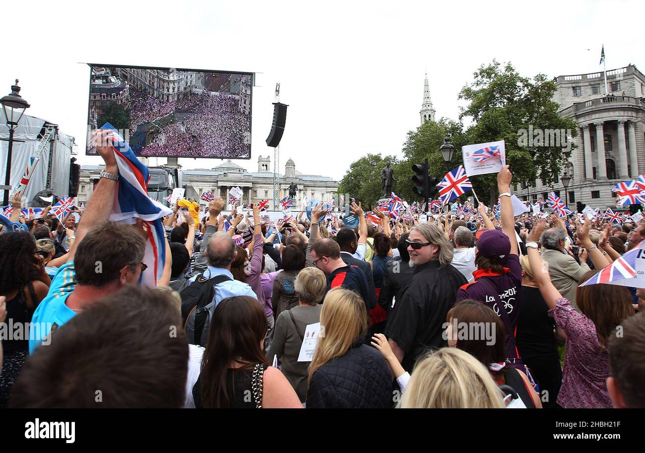 General views of crowd as the parade celebrating Britain's Olympic and ...