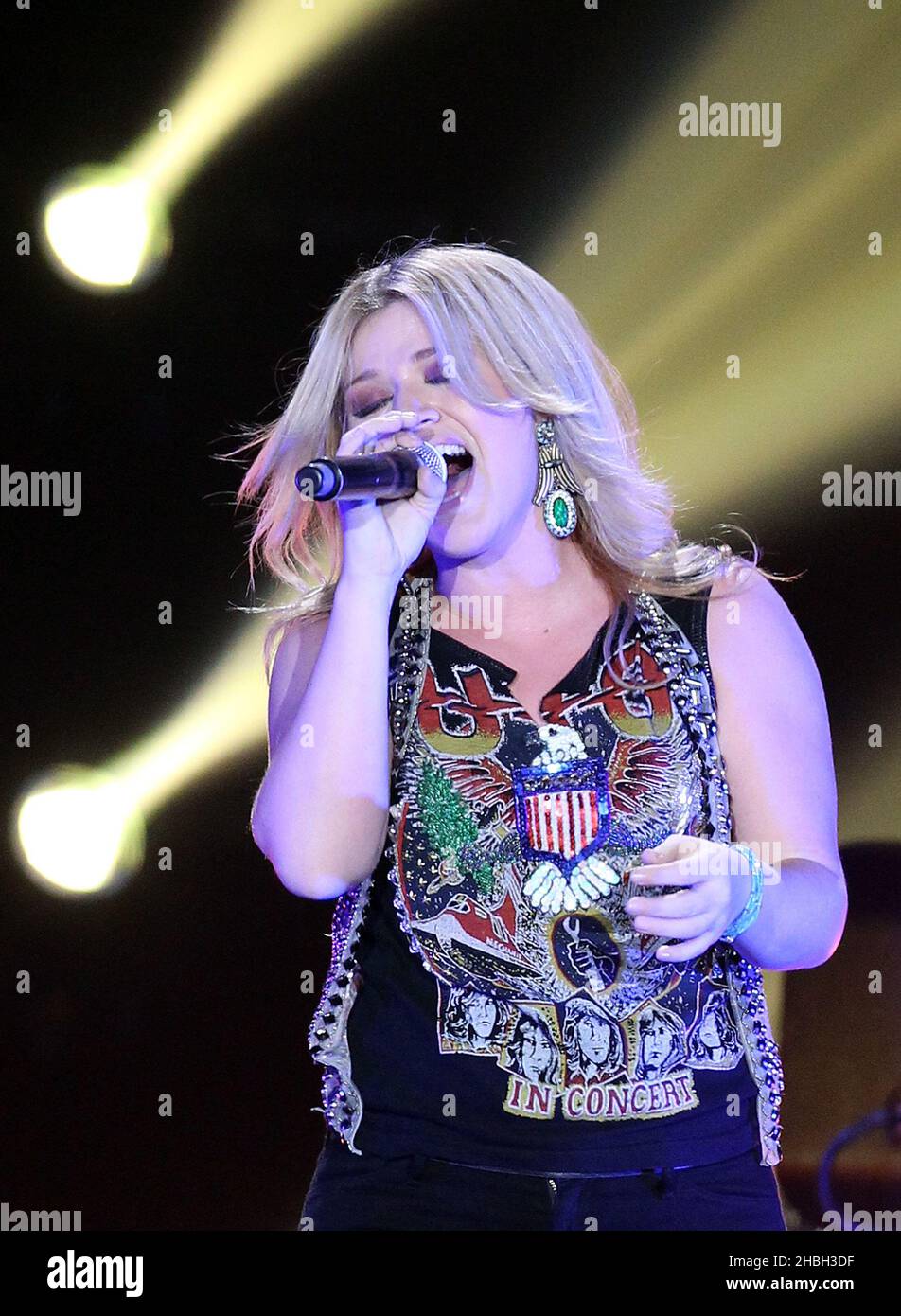 Kelly Clarkson performs live in concert at Wembley Arena in London ...