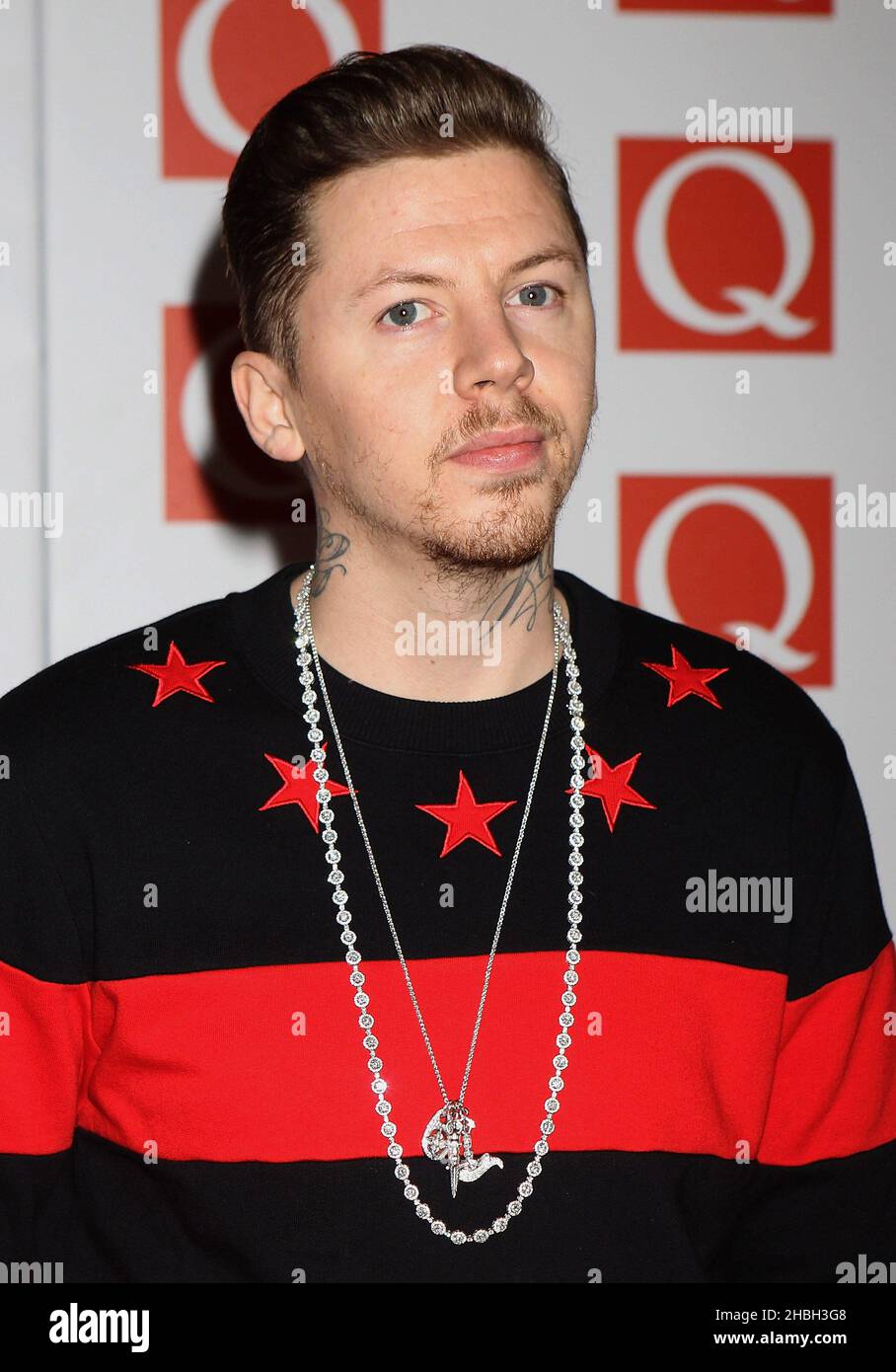 Professor Green arriving at the Q Awards at the Grosvenor Hotel in ...