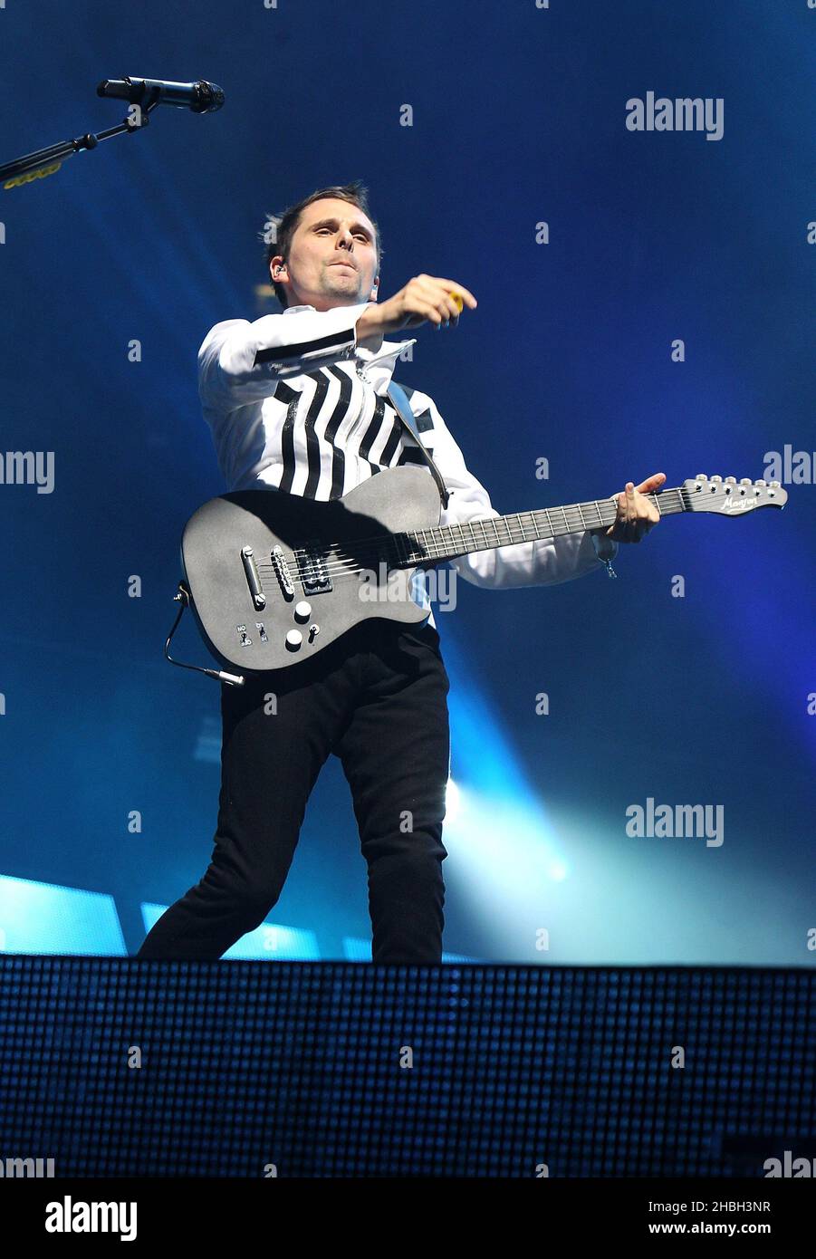 Matt Bellamy of Muse performs on stage at the 02 Arena in London Stock ...