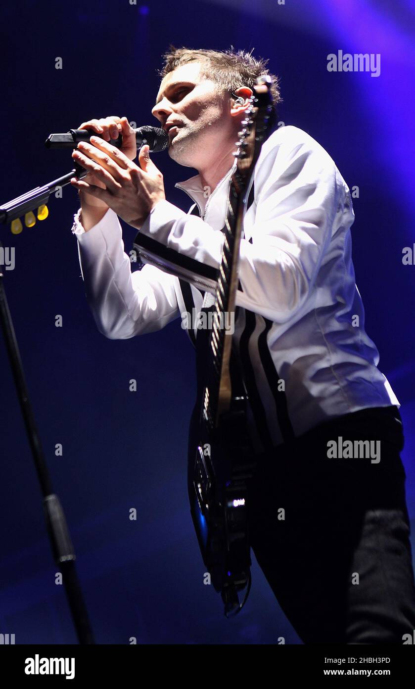 Matt Bellamy of Muse performs on stage at the 02 Arena in London Stock ...