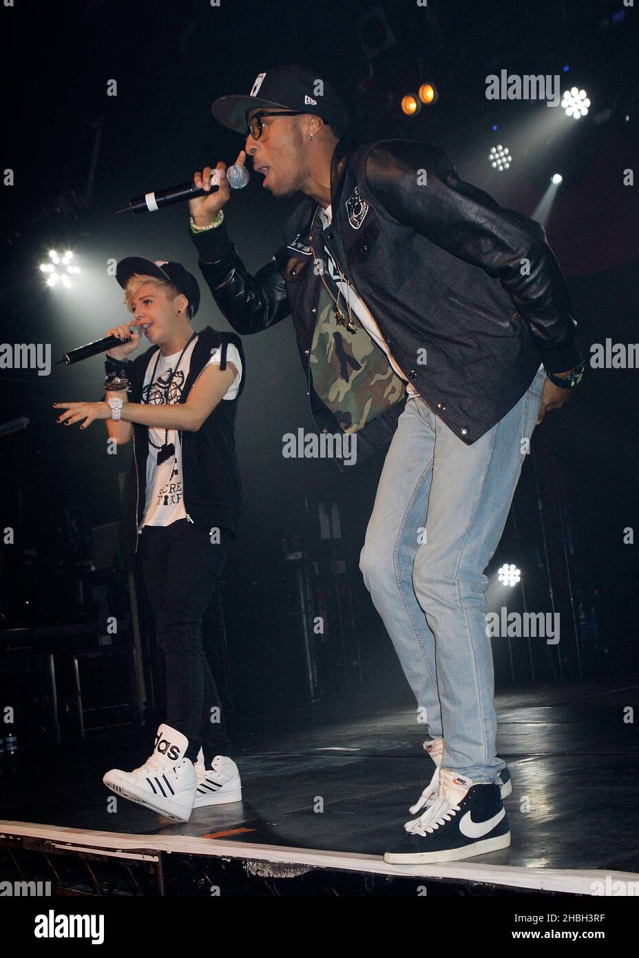 Charlotte Rundle and Simeon Dixon of MK1 supporting JLS performing at G ...
