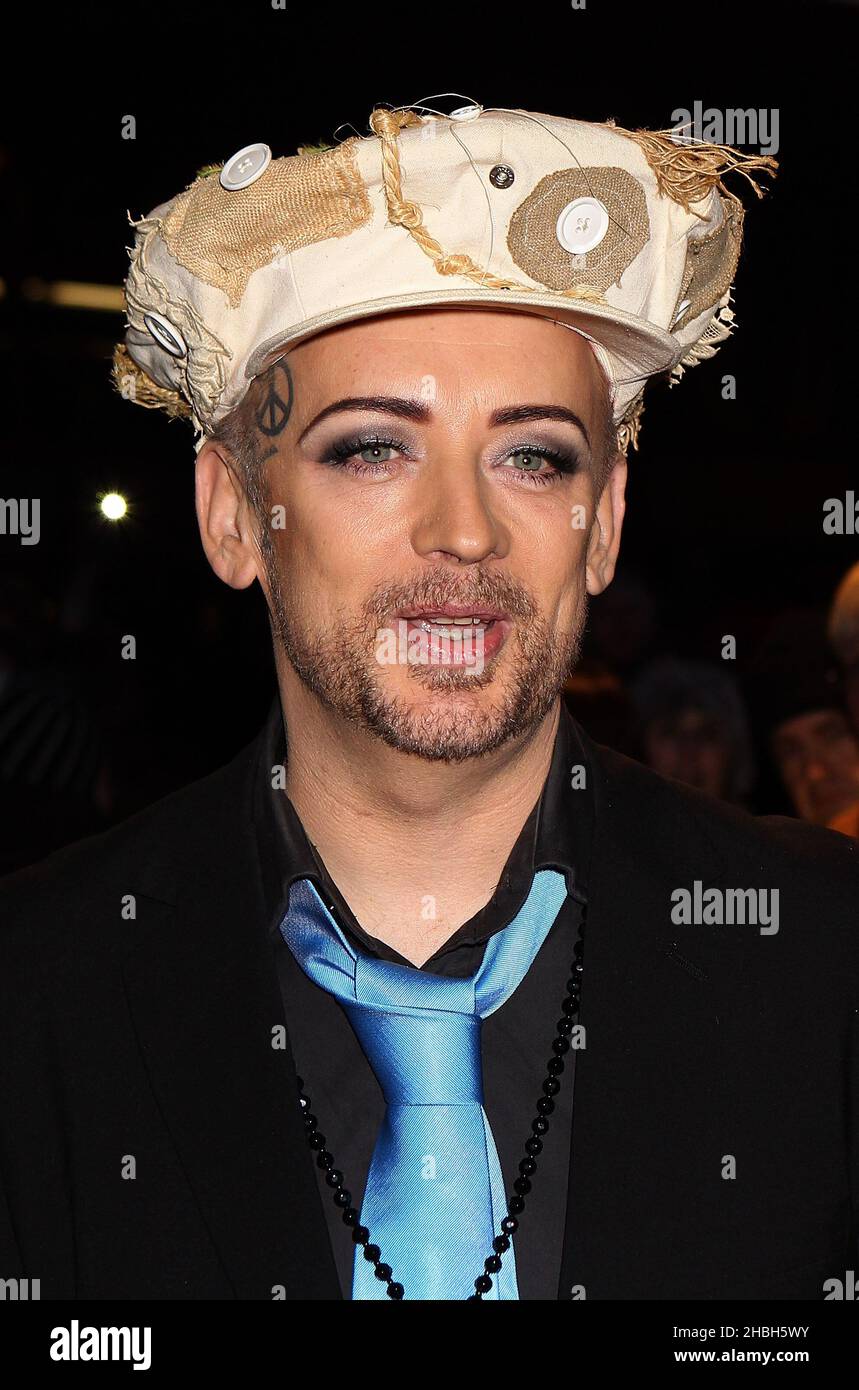 Boy George arrives at the Whatsonstage Awards held at the Palace ...