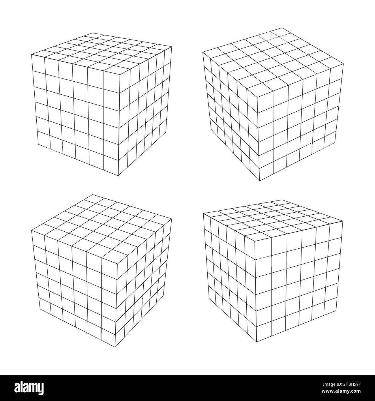 vector retro futuristic design elements 3D cube. Retro graphics set ...