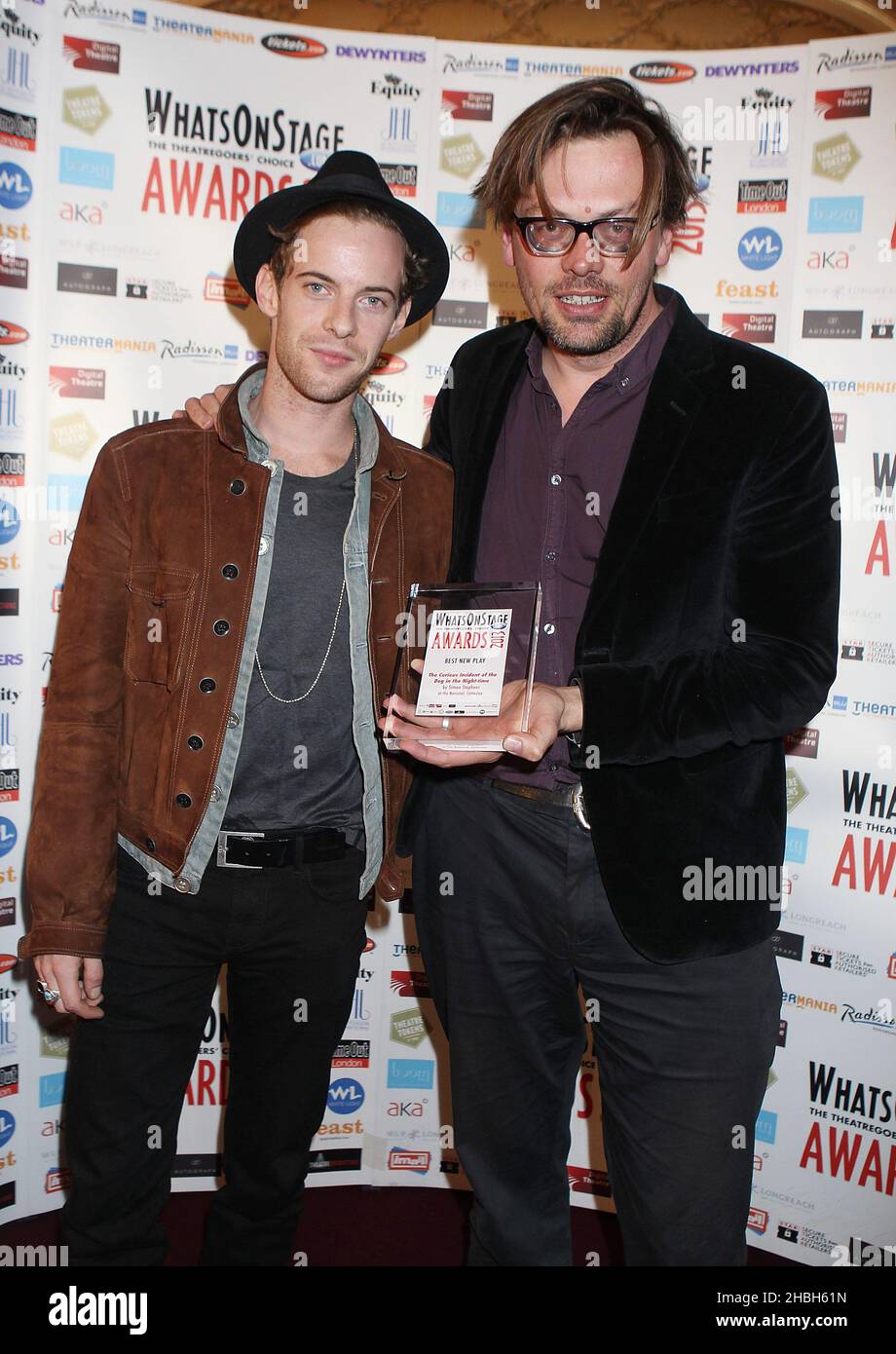 Luke Treadaway and Simon Stephens with award for best new play at the ...