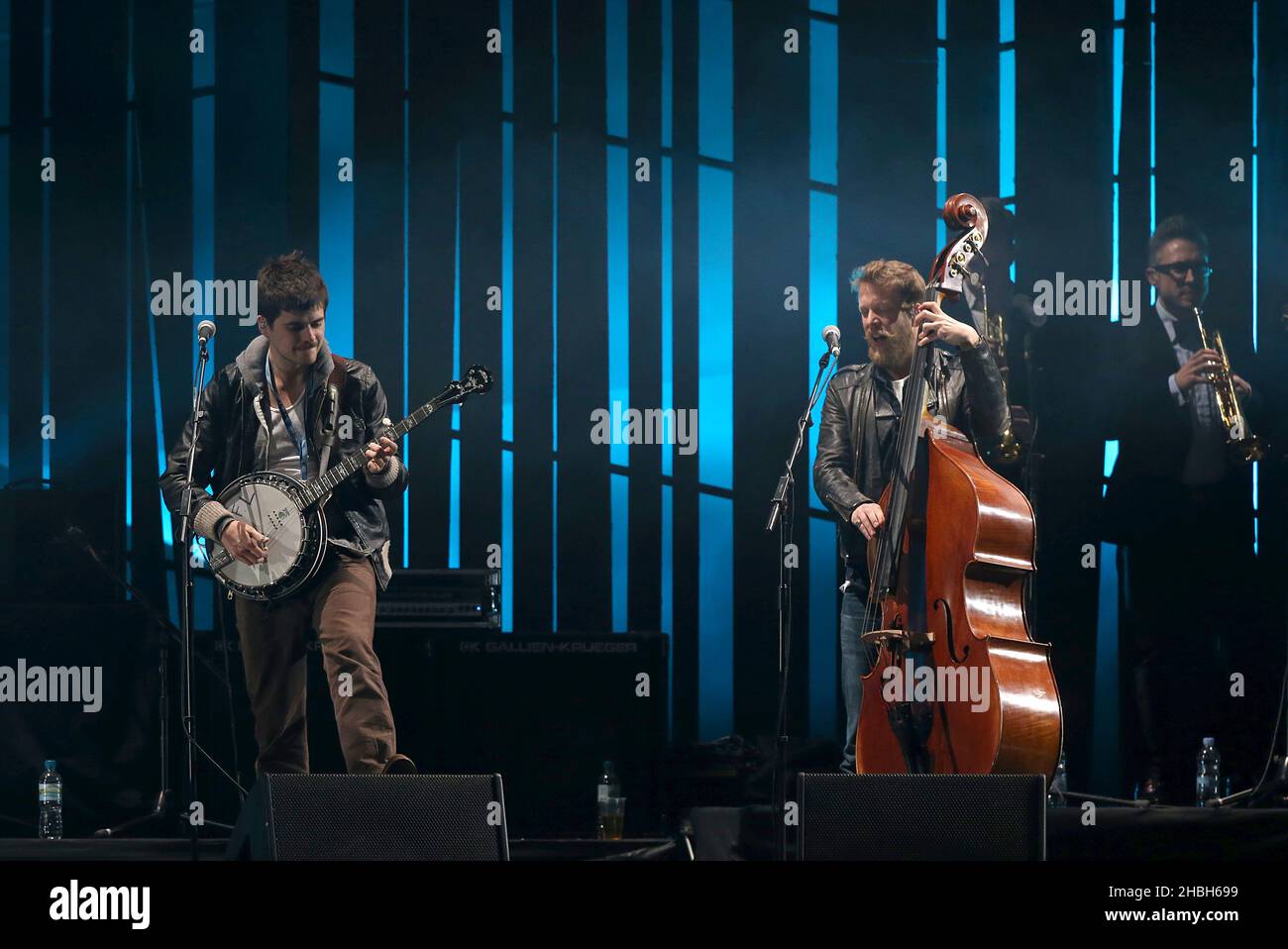 Country Winston and Ted Dwane of Mumford and Sons perform during the ...