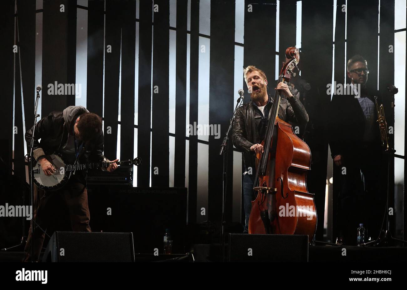 Country Winston and Ted Dwane of Mumford and Sons perform during the ...