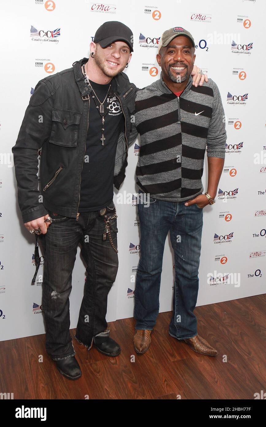 Darius Rucker and Brantley Gilbert pose backstage at the C2C Country to ...