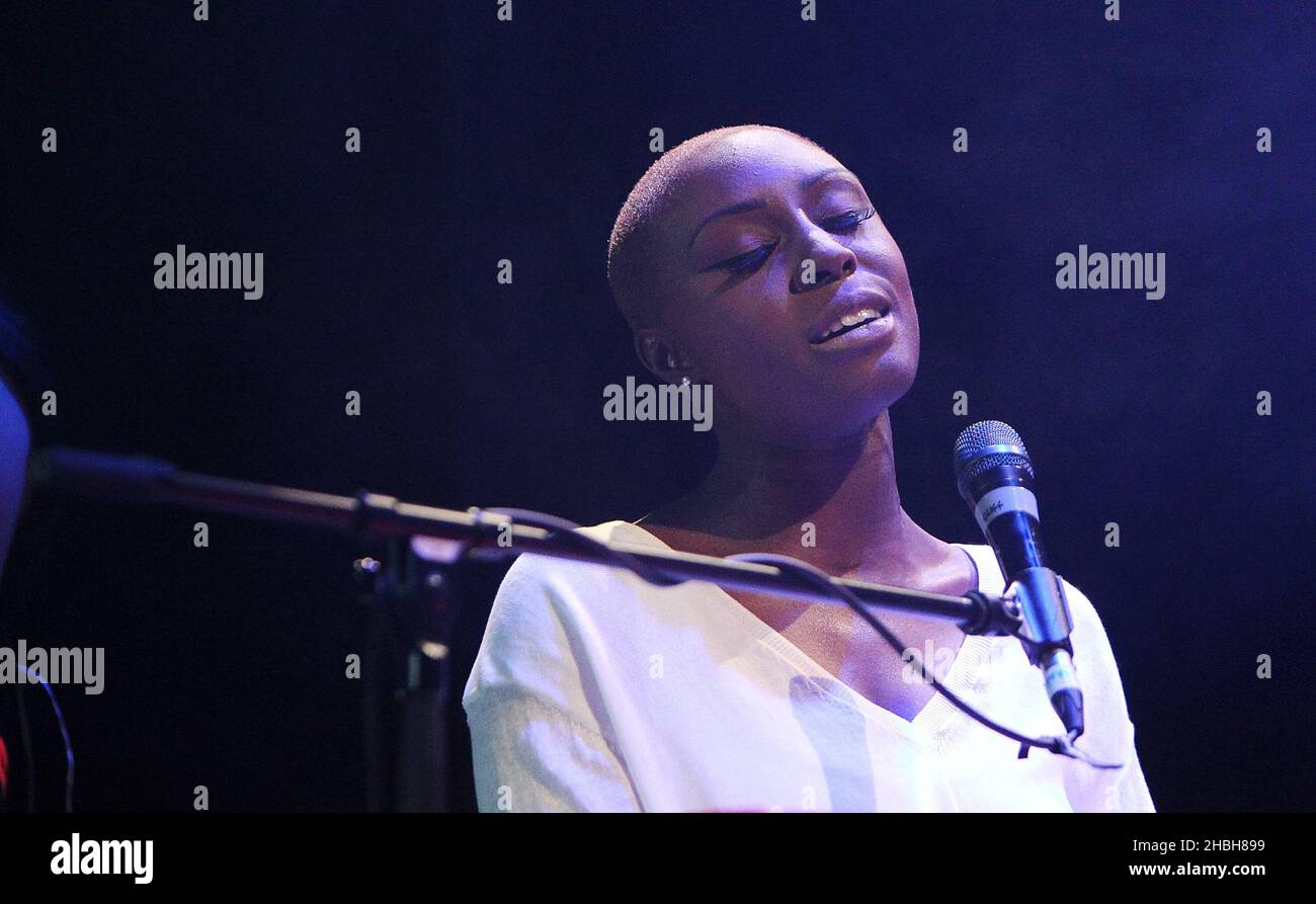 Laura Mvula performs on stage at the Islington Assembly Hall in London ...